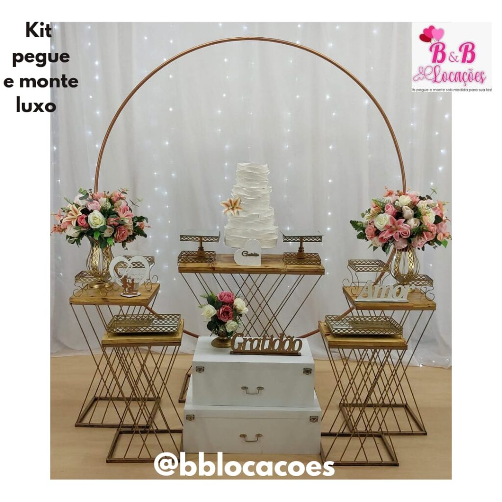 Kit Prata - Flores Rosa 2 arranjos - B&B Locações Pegue e Monte